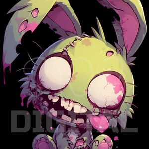 Creepy Cute Zombie Bunny Clipart Set – 6 Printable Pngs for Easter Fun ...