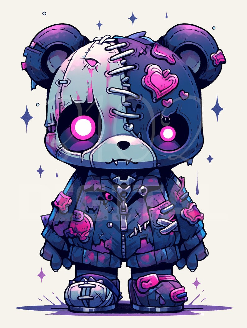 Scary Teddy Bear Bundle Vol 5, 6 PNG Zombie Spooky Teddybear Monster ...