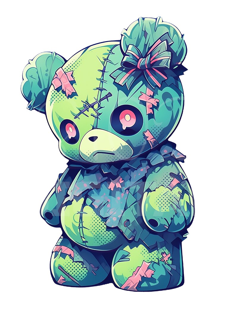 Scary Teddy Bear Bundle Vol 7, 6 PNG Zombie Spooky Teddybear Monster ...