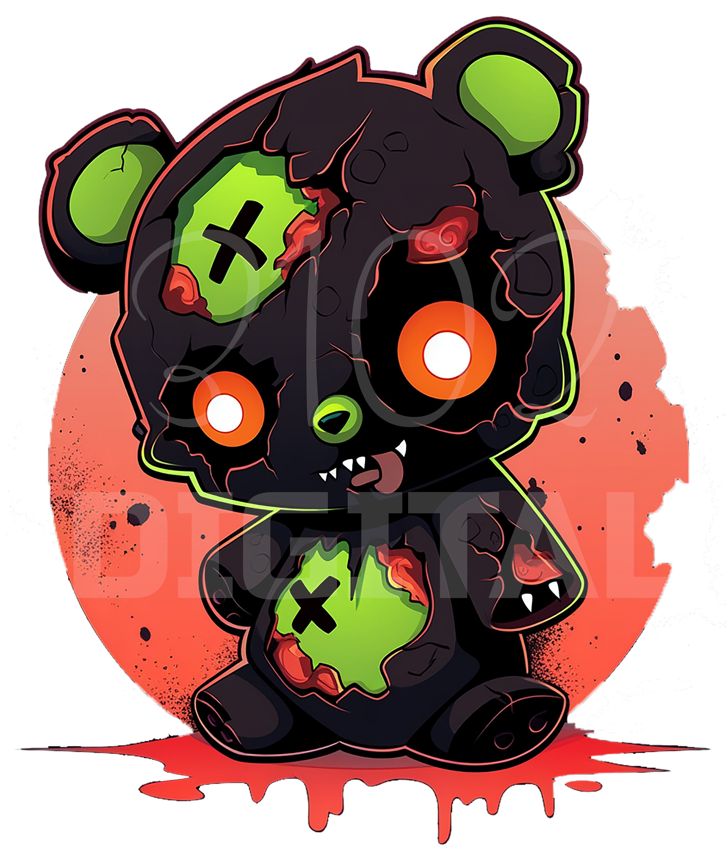 Scary Teddy Bear Bundle Vol 1, 6 PNG Zombie Spooky Teddybear Monster ...
