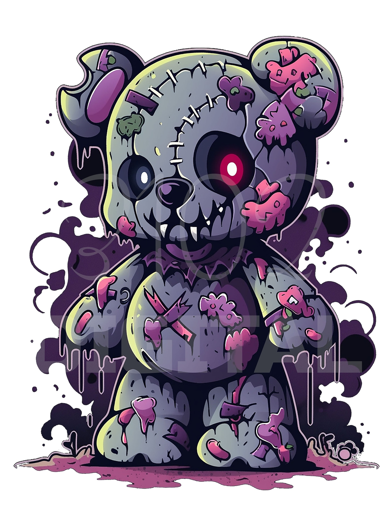 Scary Teddy Bear Bundle Vol 2, 6 PNG Zombie Spooky Teddybear Monster ...