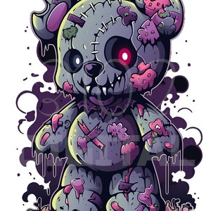 Scary Teddy Bear Bundle Vol 2, 6 PNG Zombie Spooky Teddybear Monster ...