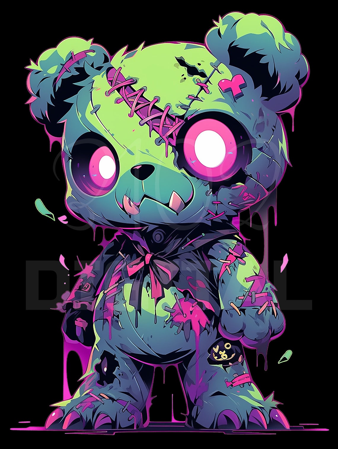 Scary Teddy Bear Bundle Vol 4, 6 PNG Zombie Spooky Teddybear Monster ...