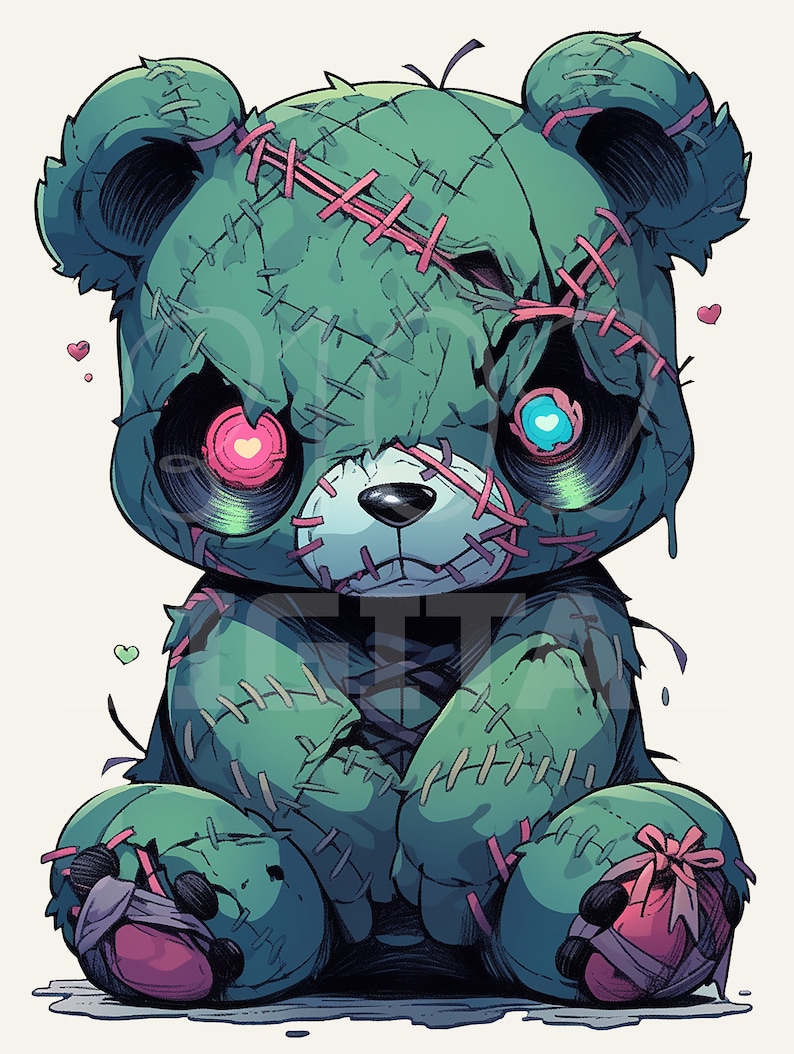 Scary Teddy Bear Bundle Vol 5, 6 PNG Zombie Spooky Teddybear Monster ...