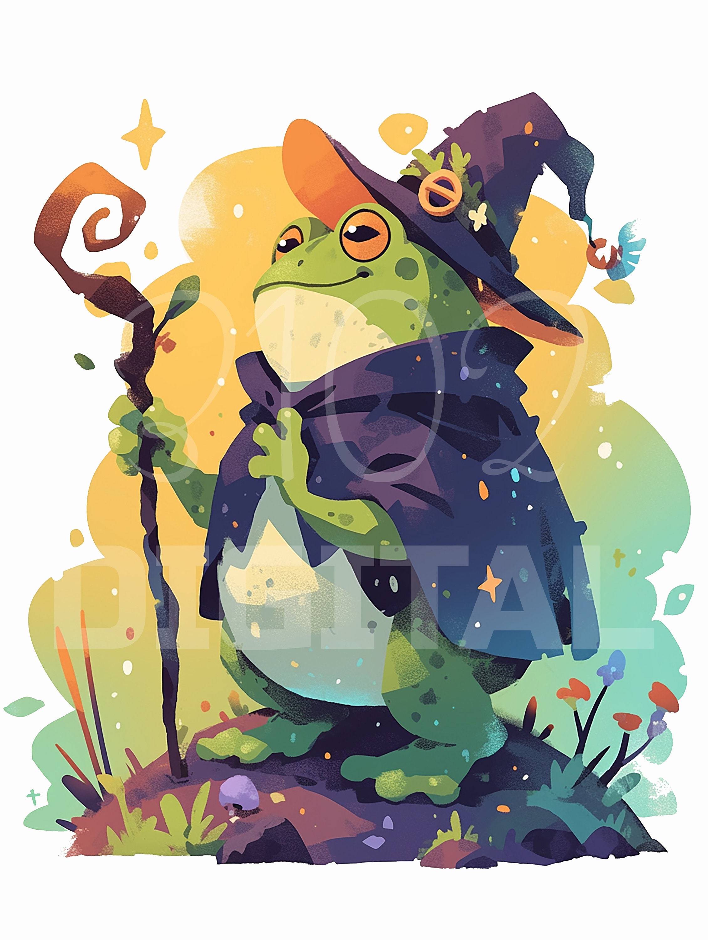 Frog Wizard Clipart Bundle of 6 PNG Format Magical Frog Mages Casting ...