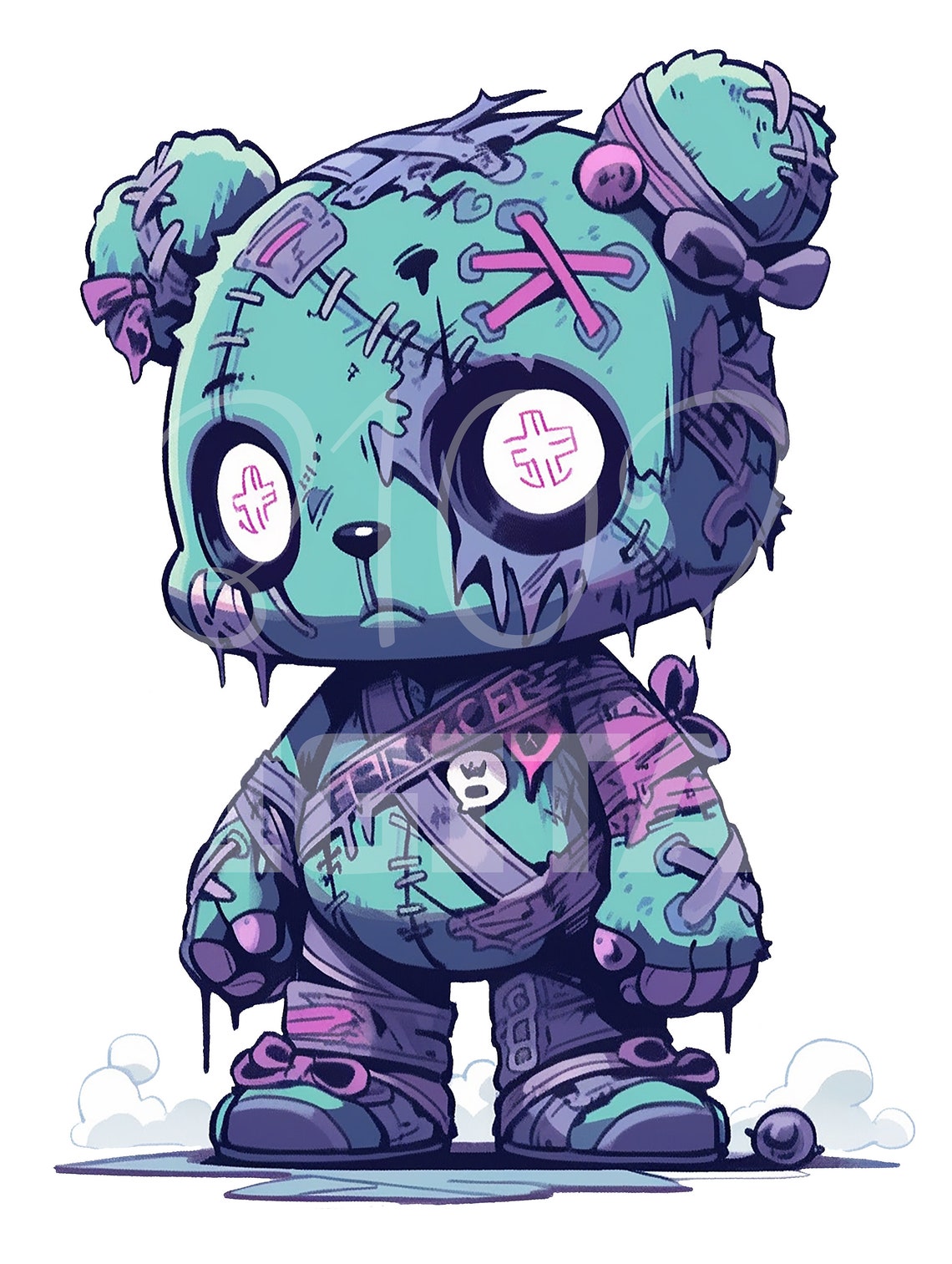 Scary Teddy Bear Bundle Vol 8, 6 PNG Zombie Spooky Teddybear Monster ...