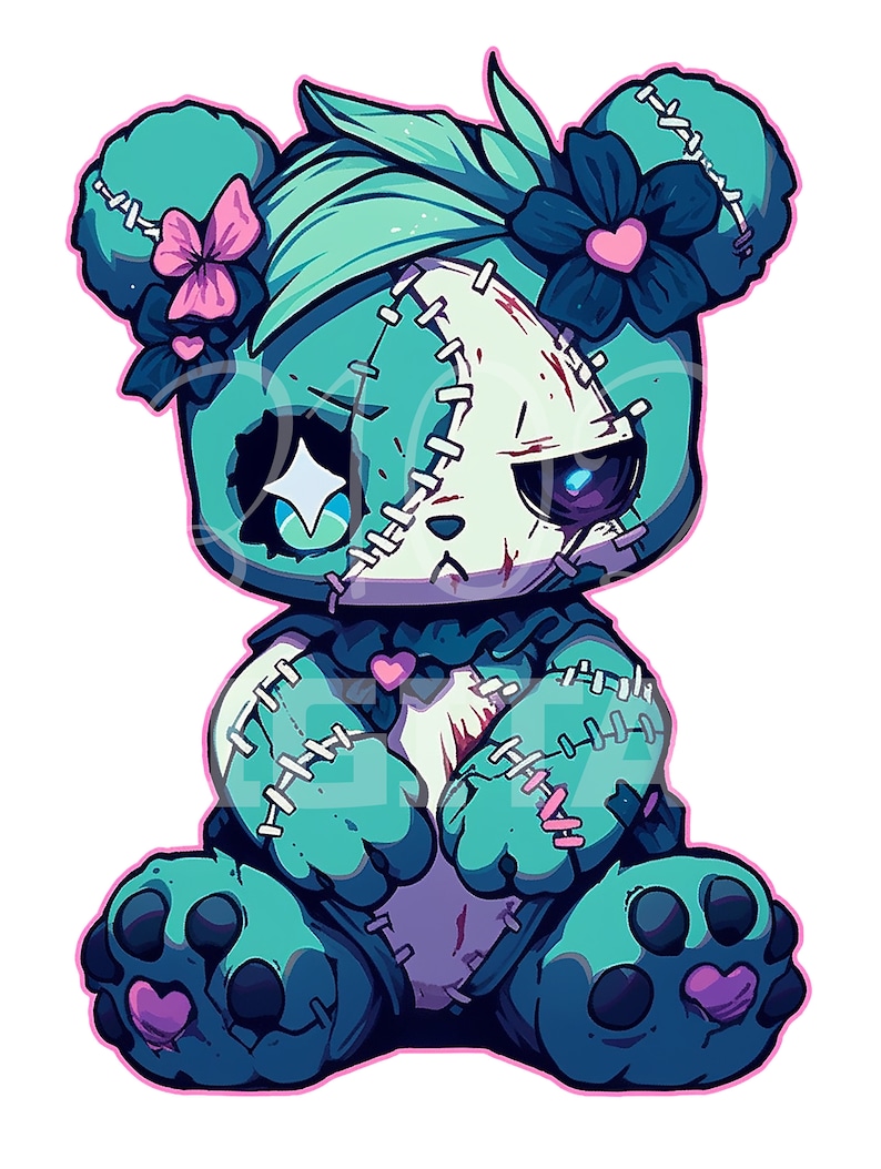 Scary Teddy Bear Bundle Vol 8, 6 PNG Zombie Spooky Teddybear Monster ...