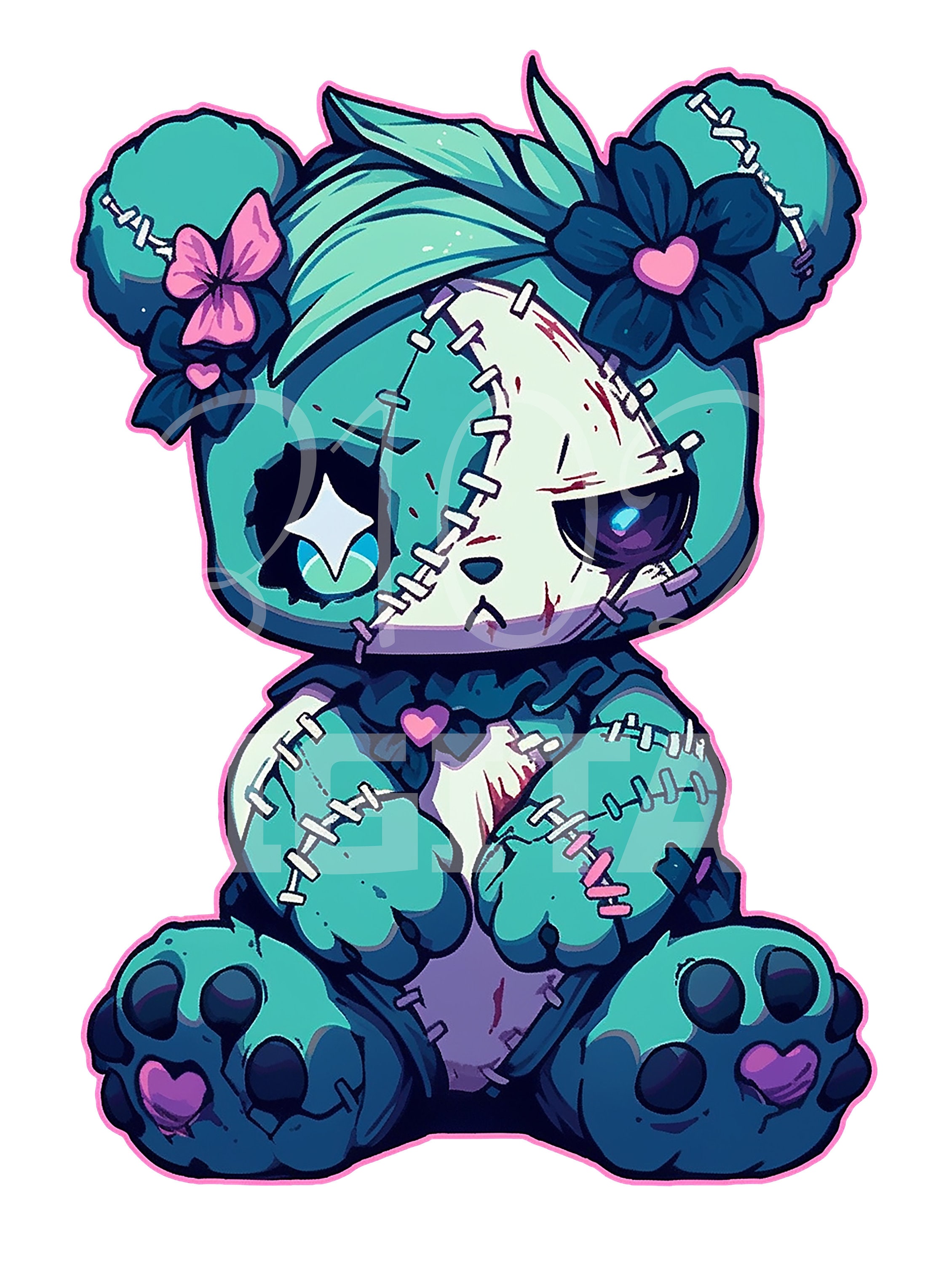 Scary Teddy Bear Bundle Vol 8, 6 PNG Zombie Spooky Teddybear Monster ...