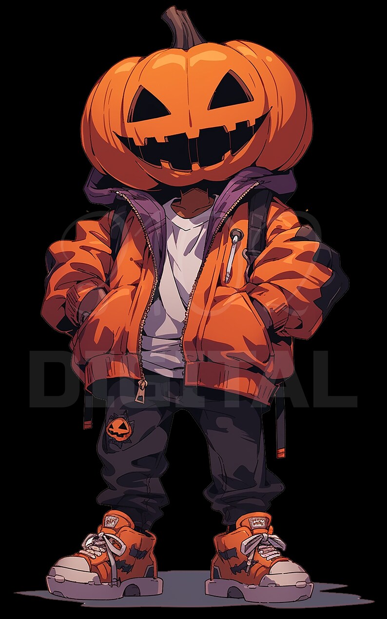 Bundle of 6 Pumpkin Head Kids PNG Download Pack Clipart of Jack-o ...