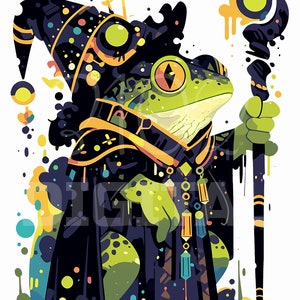 Frog Wizard Clipart Bundle of 6 PNG Format Magical Frog Mages Casting ...