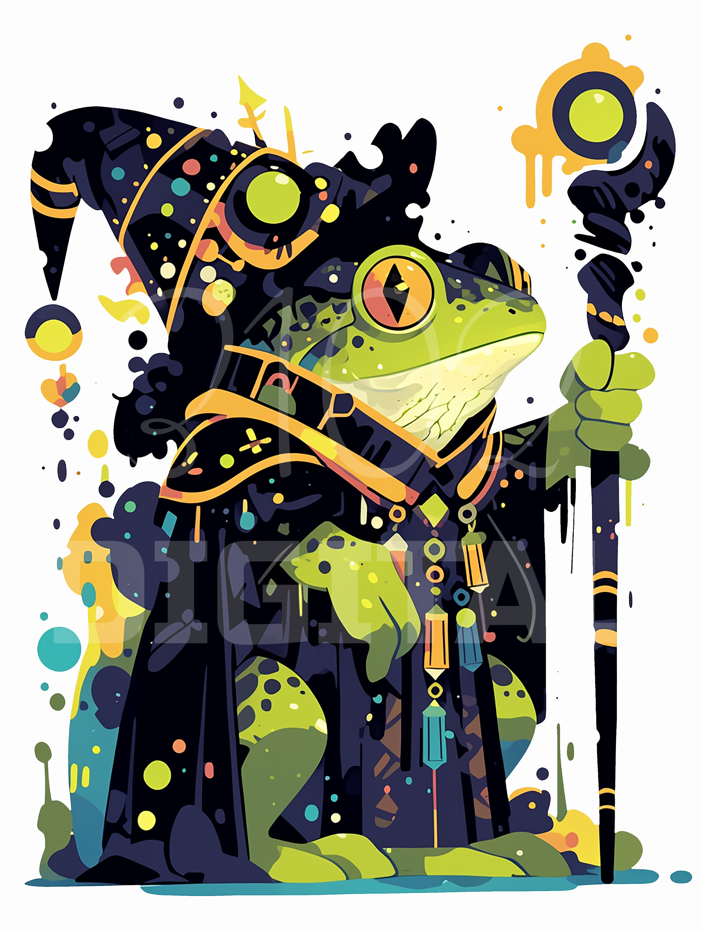Frog Wizard Clipart Bundle of 6 PNG Format Magical Frog Mages Casting ...