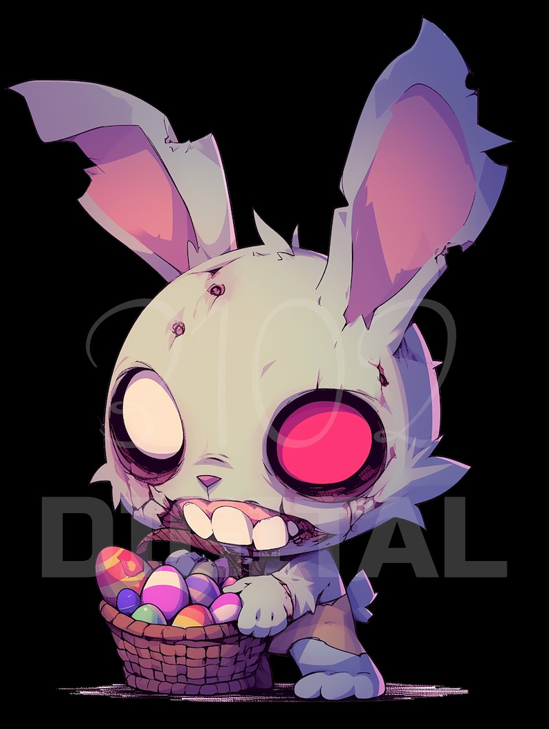 Zombie Easter Bunny Clipart Bundle of 6 Cute Scary Bunnies Easter Art ...
