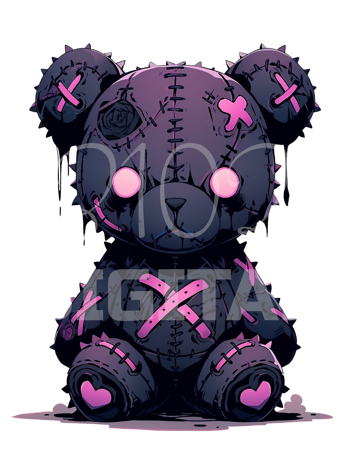 Scary Teddy Bear Bundle Vol 8, 6 PNG Zombie Spooky Teddybear Monster ...