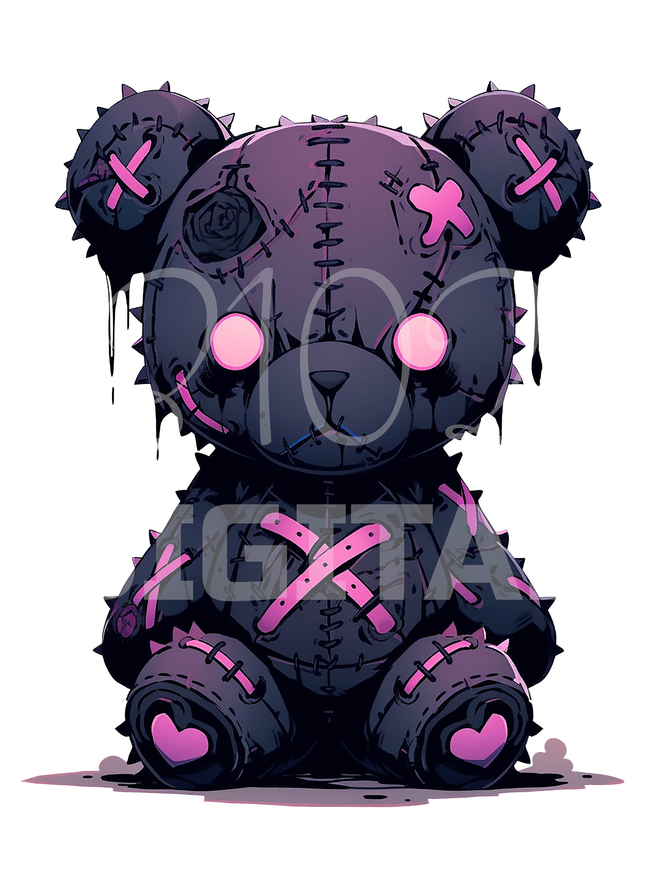 Scary Teddy Bear Bundle Vol 8, 6 PNG Zombie Spooky Teddybear Monster ...