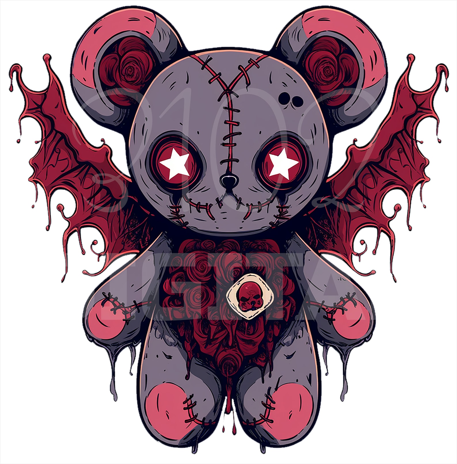 Scary Teddy Bear Bundle Vol 1, 6 PNG Zombie Spooky Teddybear Monster ...