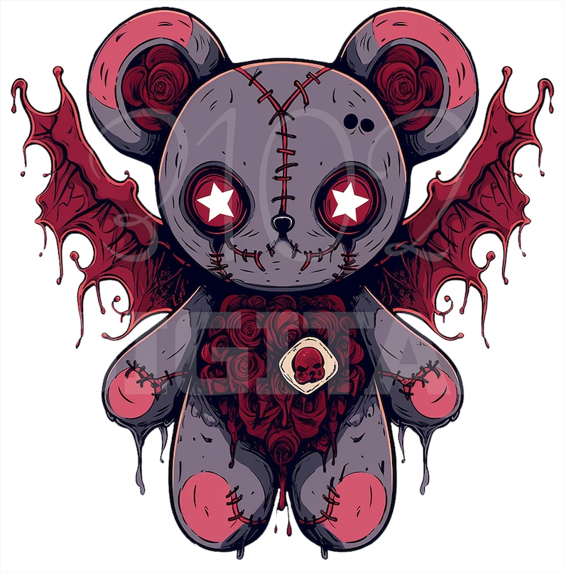 Bundle Of 6 Scary Teddy Bear Png Svg Eps Zombie Spooky Etsy