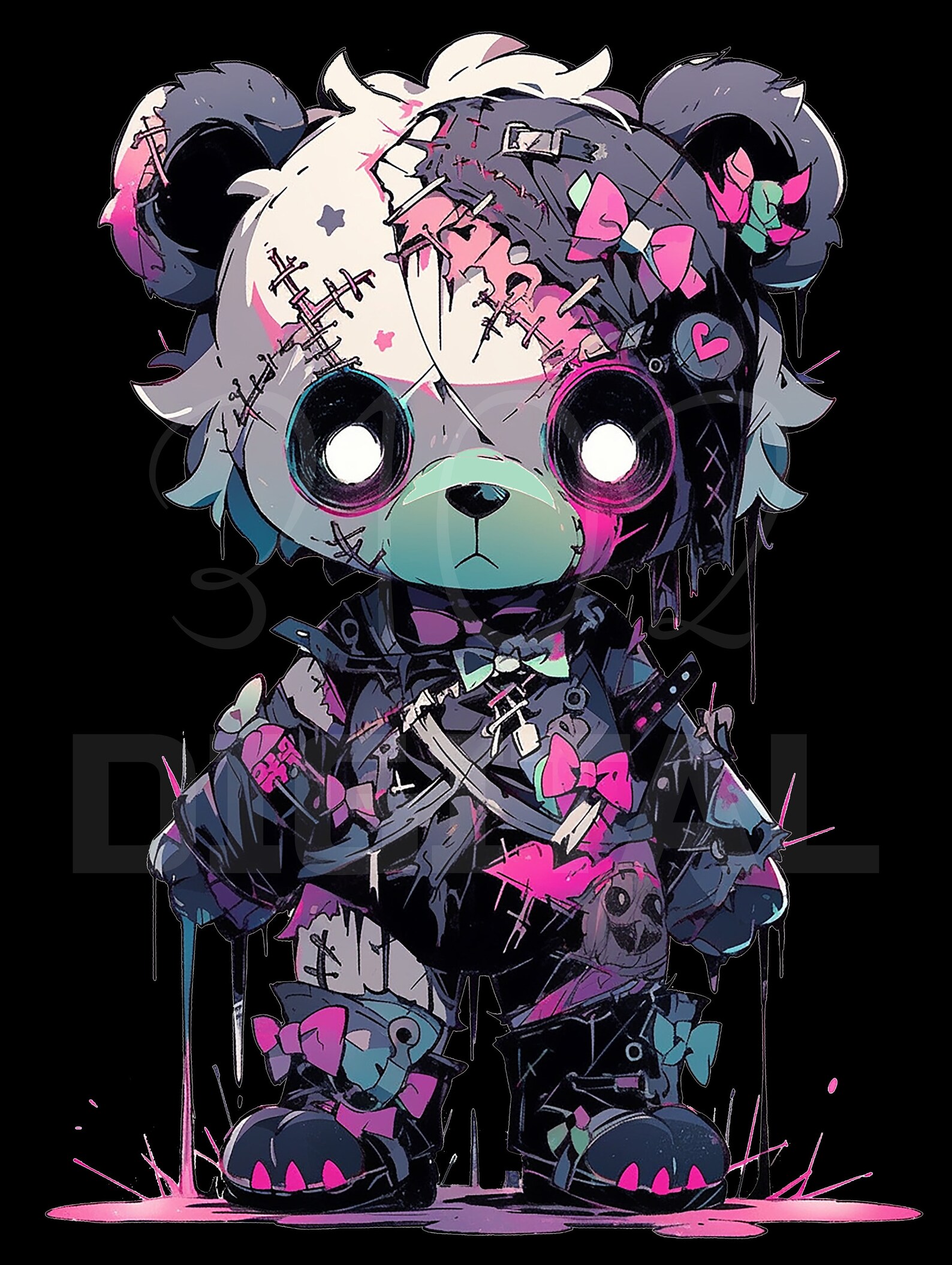 Scary Teddy Bear Bundle Vol 4, 6 PNG Zombie Spooky Teddybear Monster ...