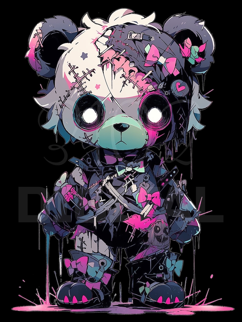 Scary Teddy Bear Bundle Vol 4, 6 PNG Zombie Spooky Teddybear Monster ...