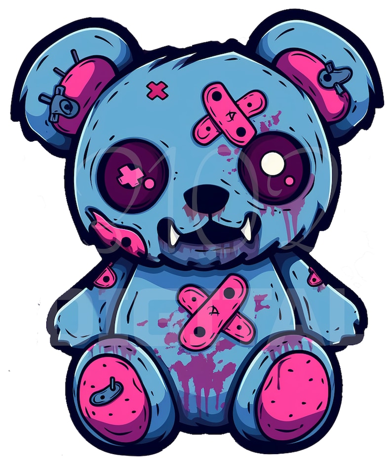 Scary Teddy Bear Bundle Vol 1, 6 PNG Zombie Spooky Teddybear Monster ...