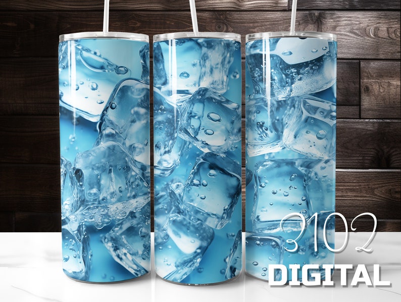 Ice Cubes 20oz Tumbler Wrap Sublimation Designer PNG Digital Download ...