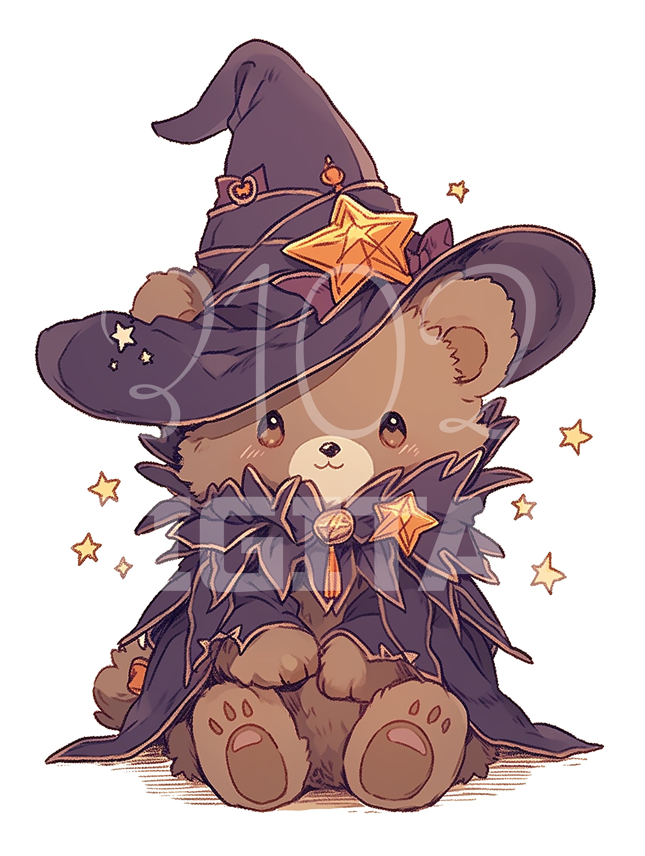 Bundle of 6 Teddy Bears Wearing Witch Costumes for Halloween Spooky ...