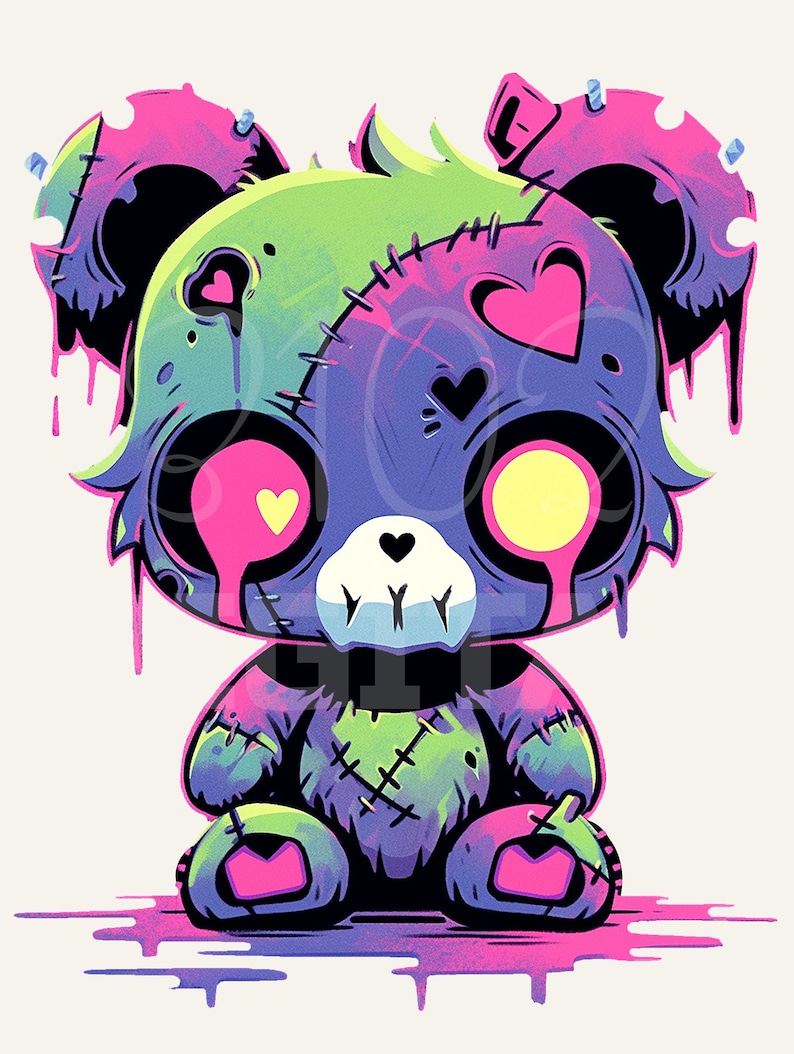 Scary Teddy Bear Bundle Vol 5, 6 PNG Zombie Spooky Teddybear Monster ...
