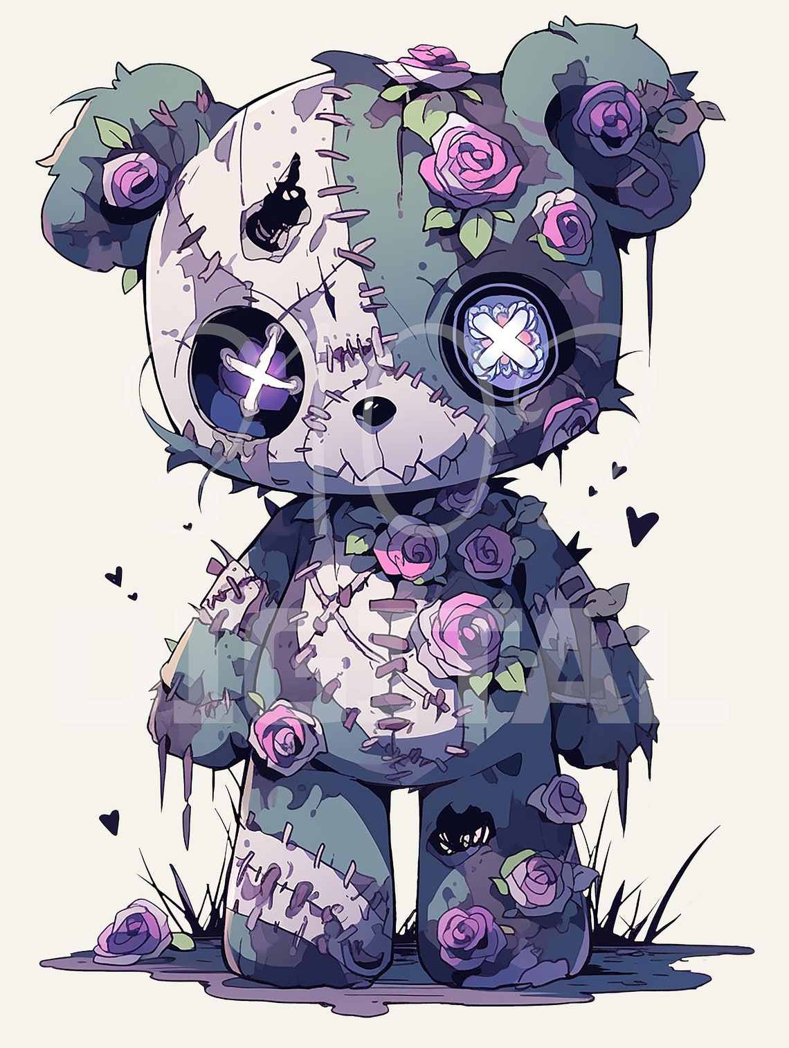 Scary Teddy Bear Bundle Vol 8, 6 PNG Zombie Spooky Teddybear Monster ...
