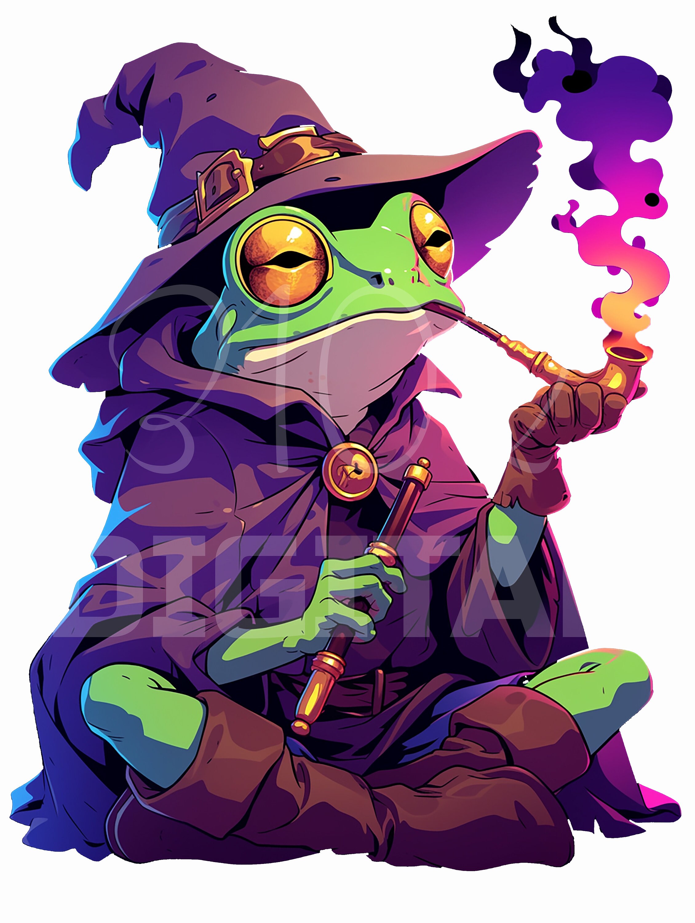 Frog Wizard Clipart Bundle of 6 PNG Format Magical Frog Mages Casting ...