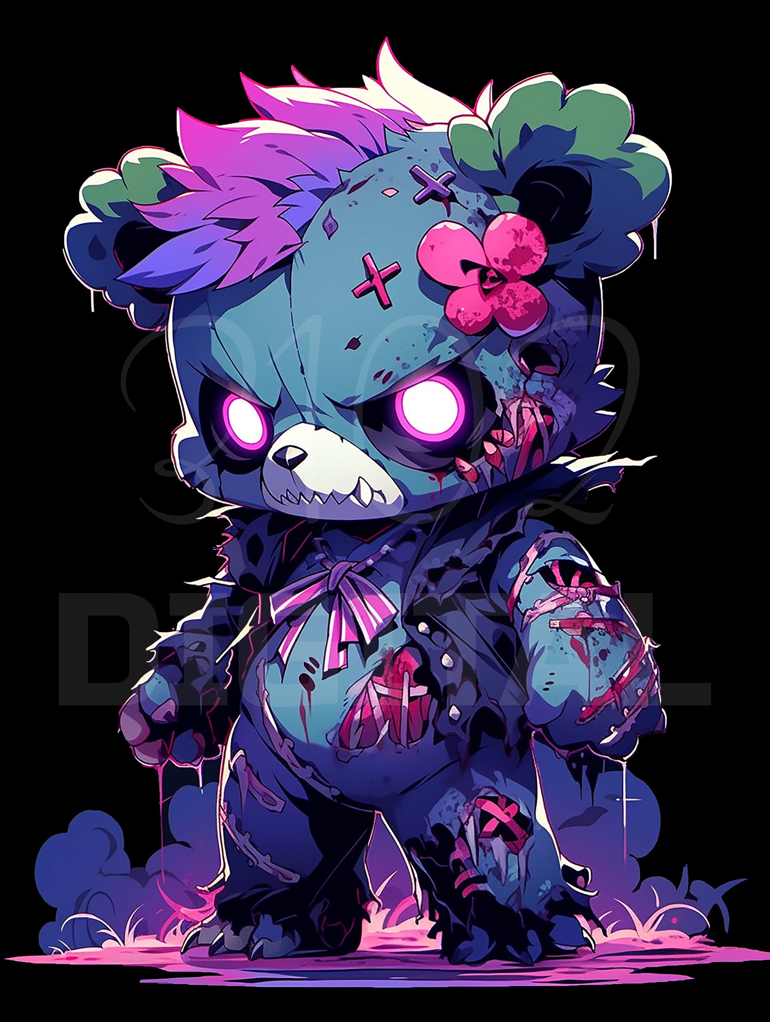 Scary Teddy Bear Bundle Vol 4, 6 PNG Zombie Spooky Teddybear Monster ...