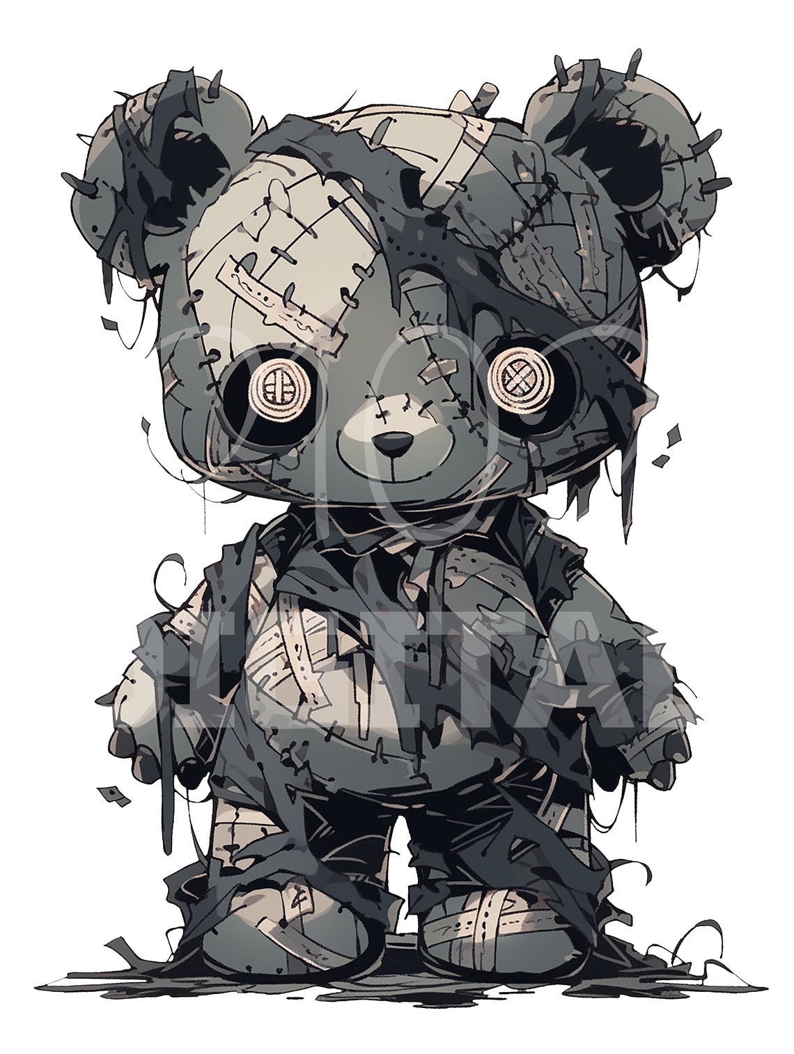 Scary Teddy Bear Bundle Vol 8, 6 PNG Zombie Spooky Teddybear Monster ...