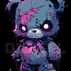 Scary Teddy Bear Bundle Vol 4, 6 PNG Zombie Spooky Teddybear Monster ...