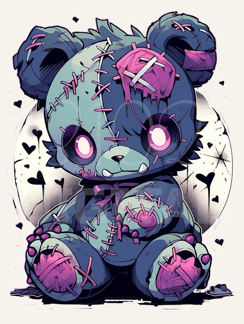 Scary Teddy Bear Bundle Vol 6, 6 PNG Zombie Spooky Teddybear Monster ...