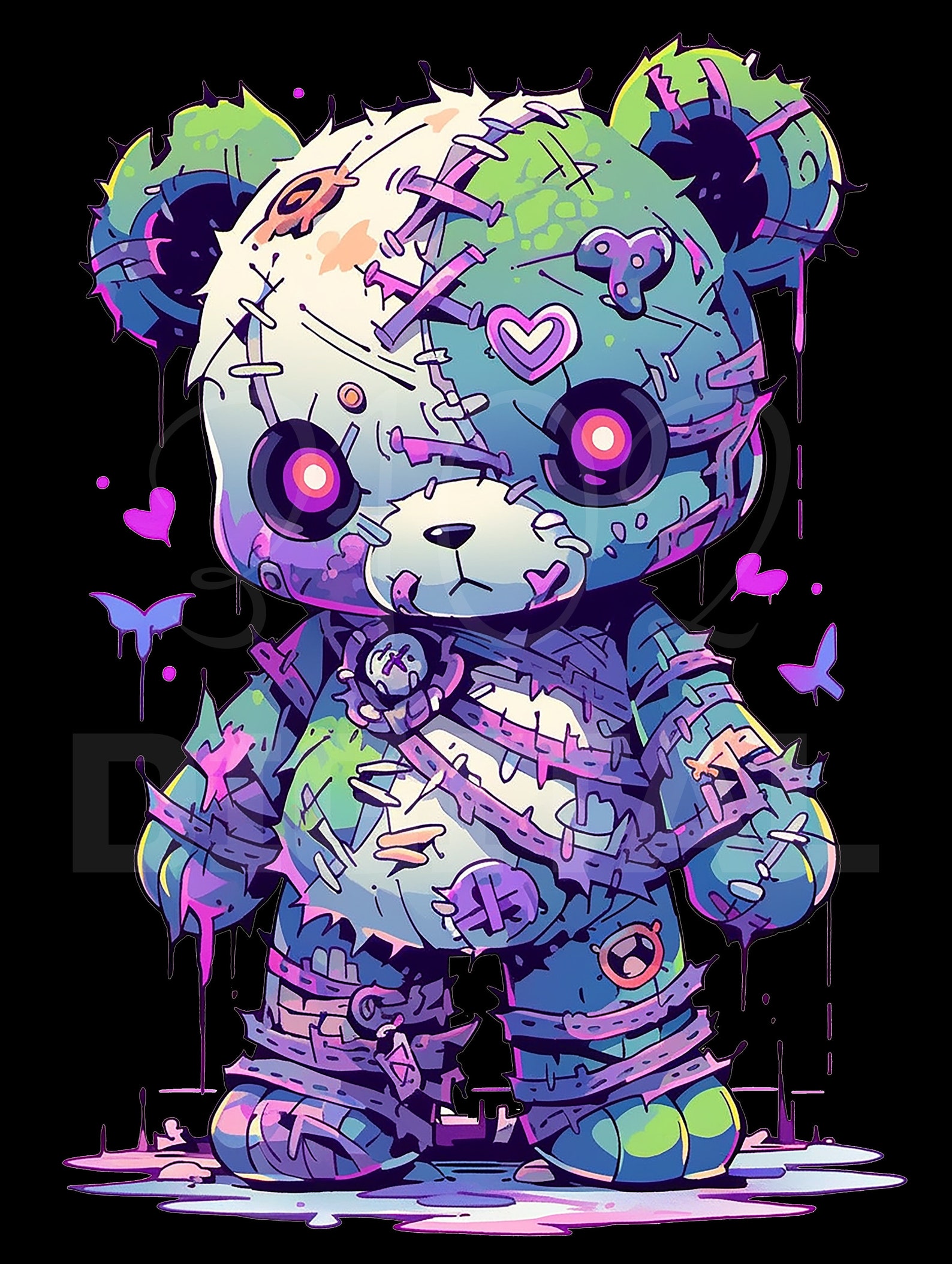 Scary Teddy Bear Bundle Vol 4, 6 PNG Zombie Spooky Teddybear Monster ...