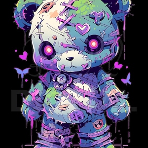 Scary Teddy Bear Bundle Vol 4, 6 PNG Zombie Spooky Teddybear Monster ...