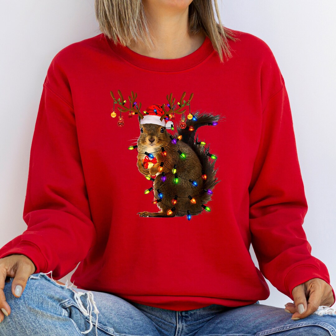 Christmas Squirrel Lights Sweatshirt, Christmas Squirrel Hoodie ...