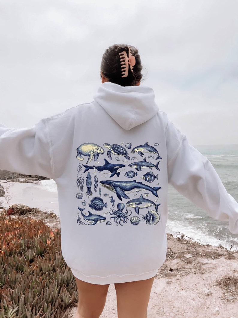 Vintage Sea Animal Hoodie: Marine Biologist Ocean Lover Gift - Etsy