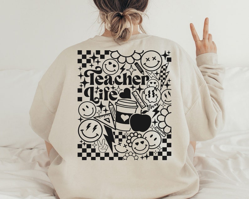 Retro Teacher Sweatshirt: Groovy Teacher Life Design - Etsy