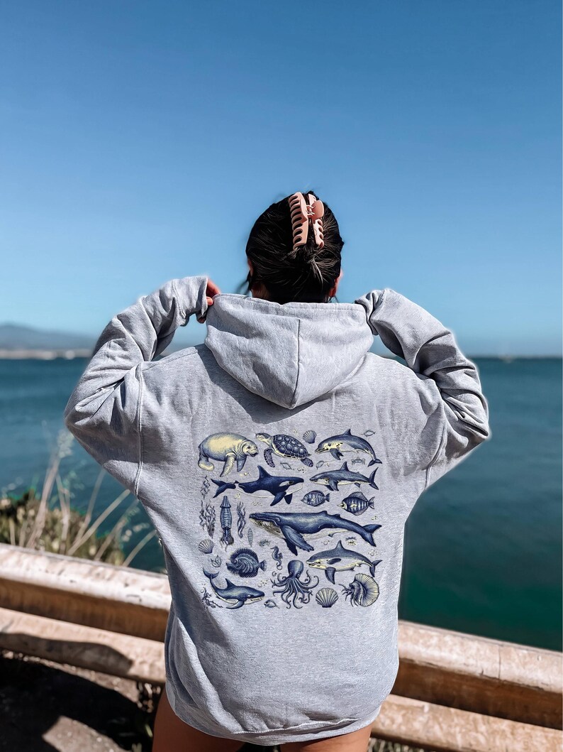 Vintage Sea Animal Hoodie: Marine Biologist Ocean Lover Gift - Etsy