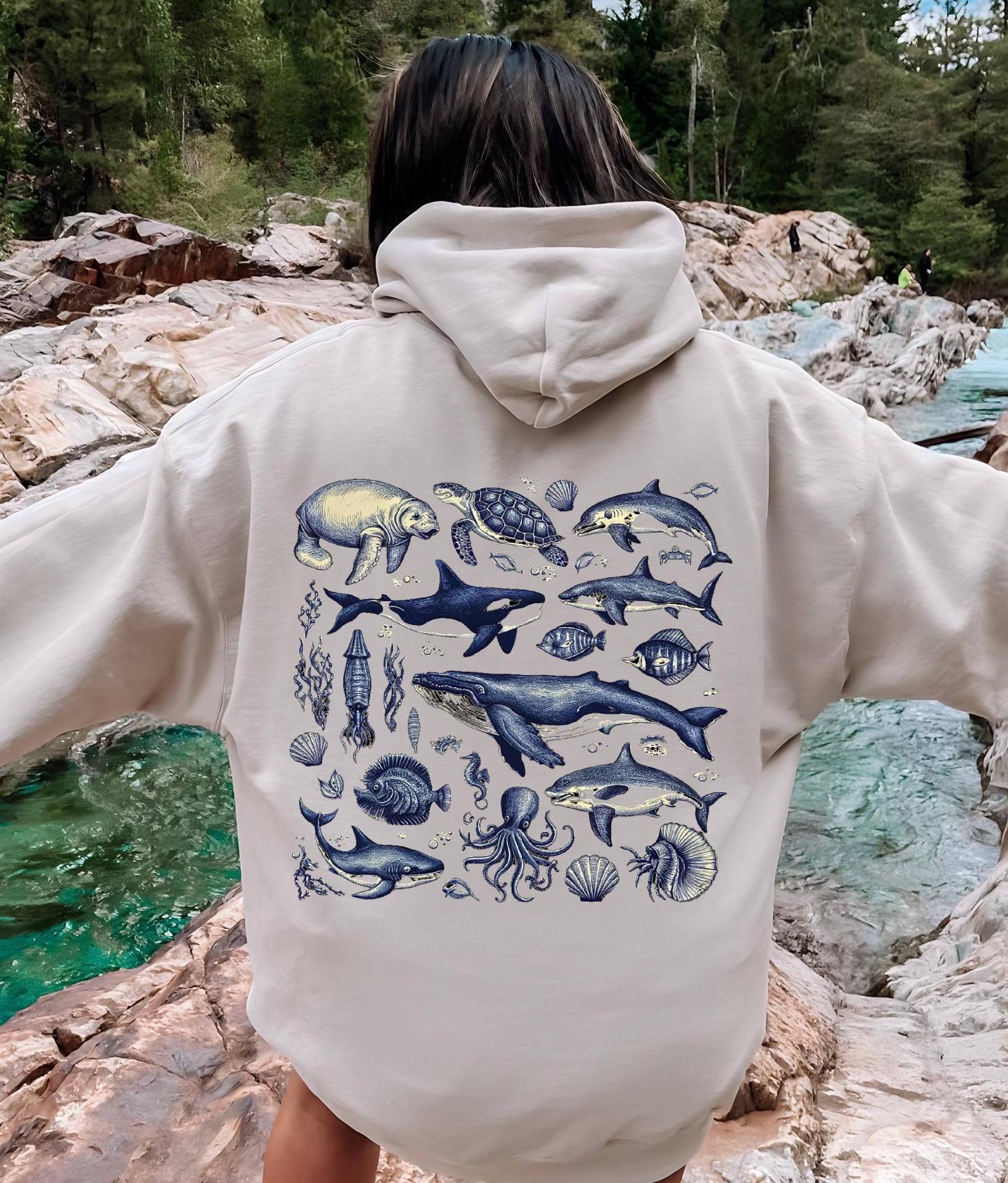 Vintage Sea Animal Hoodie: Marine Biologist Ocean Lover Gift - Etsy