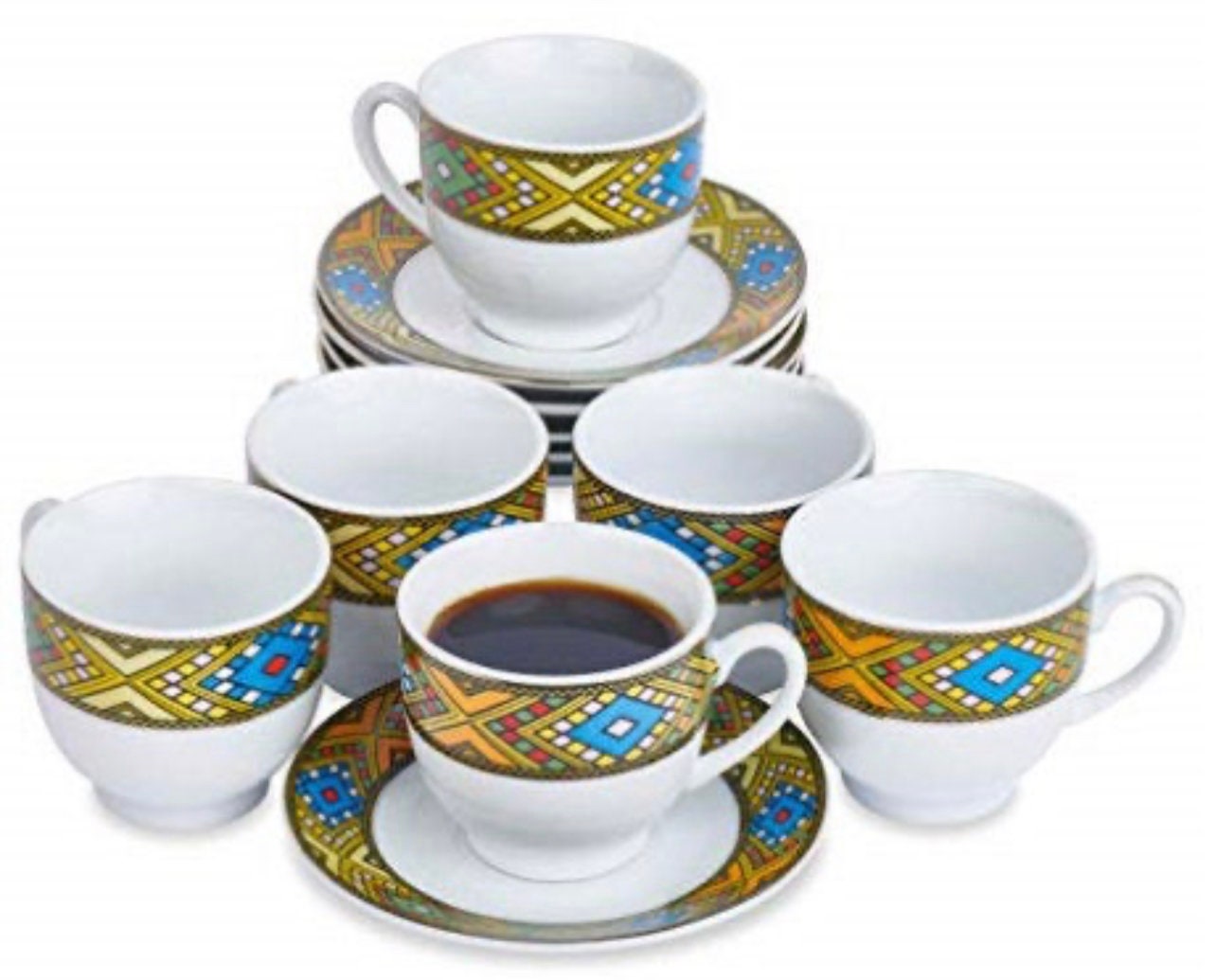 12 PCS Ethiopian Traditional Coffee Cups Traditional Design - Etsy