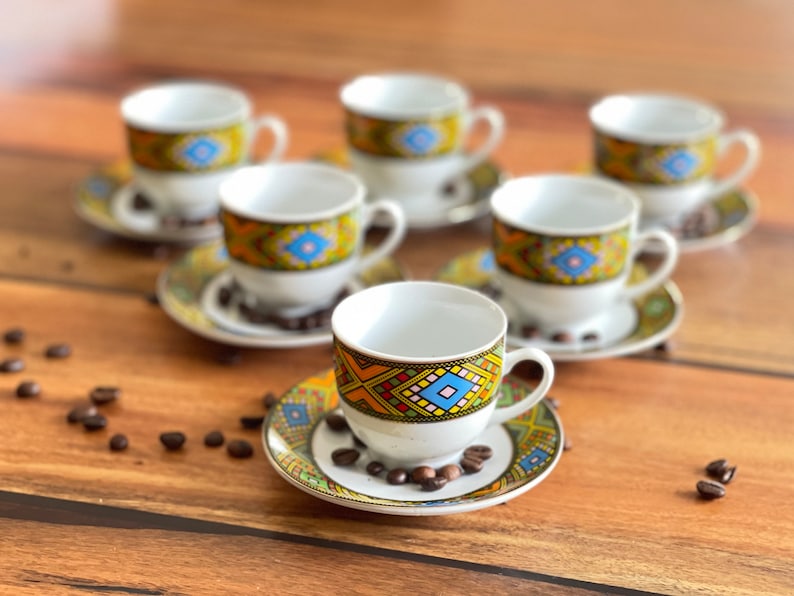 12 PCS Ethiopian Traditional Coffee Cups Traditional Design - Etsy
