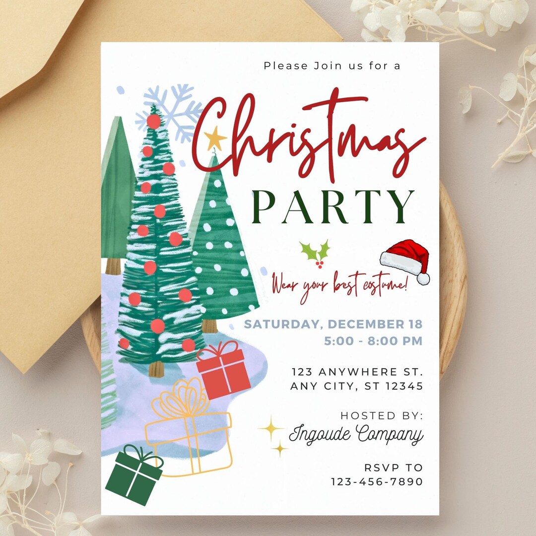 Christmas Party Invitation Christmas Party Invite Christmas - Etsy