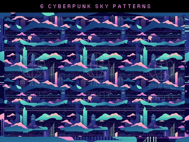 Neon Cyberpunk Sky Pattern Instant Download. Cyberpunk Printable, Neon ...