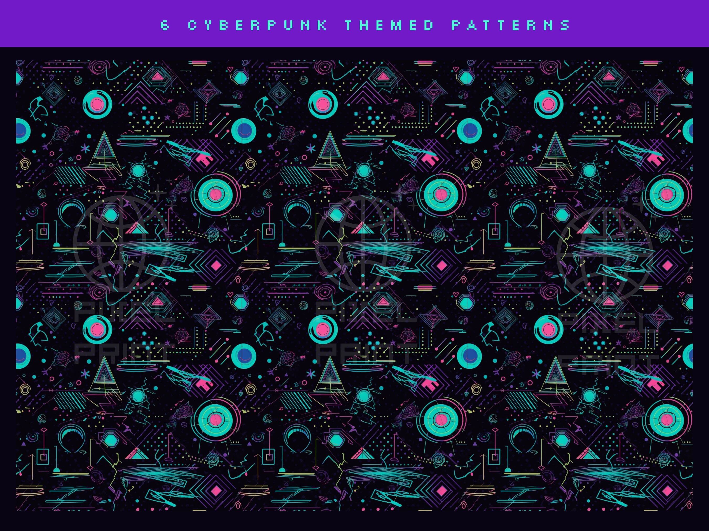 Digital Cyberpunk Pattern - Instant Download. Cyberpunk Printable, Neon ...