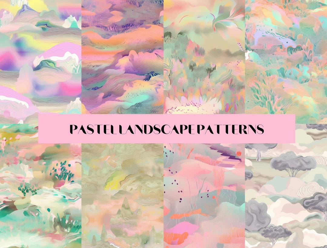 Pastel Seamless Pattern Printable Paper Patterns Landscape Pink Paper ...