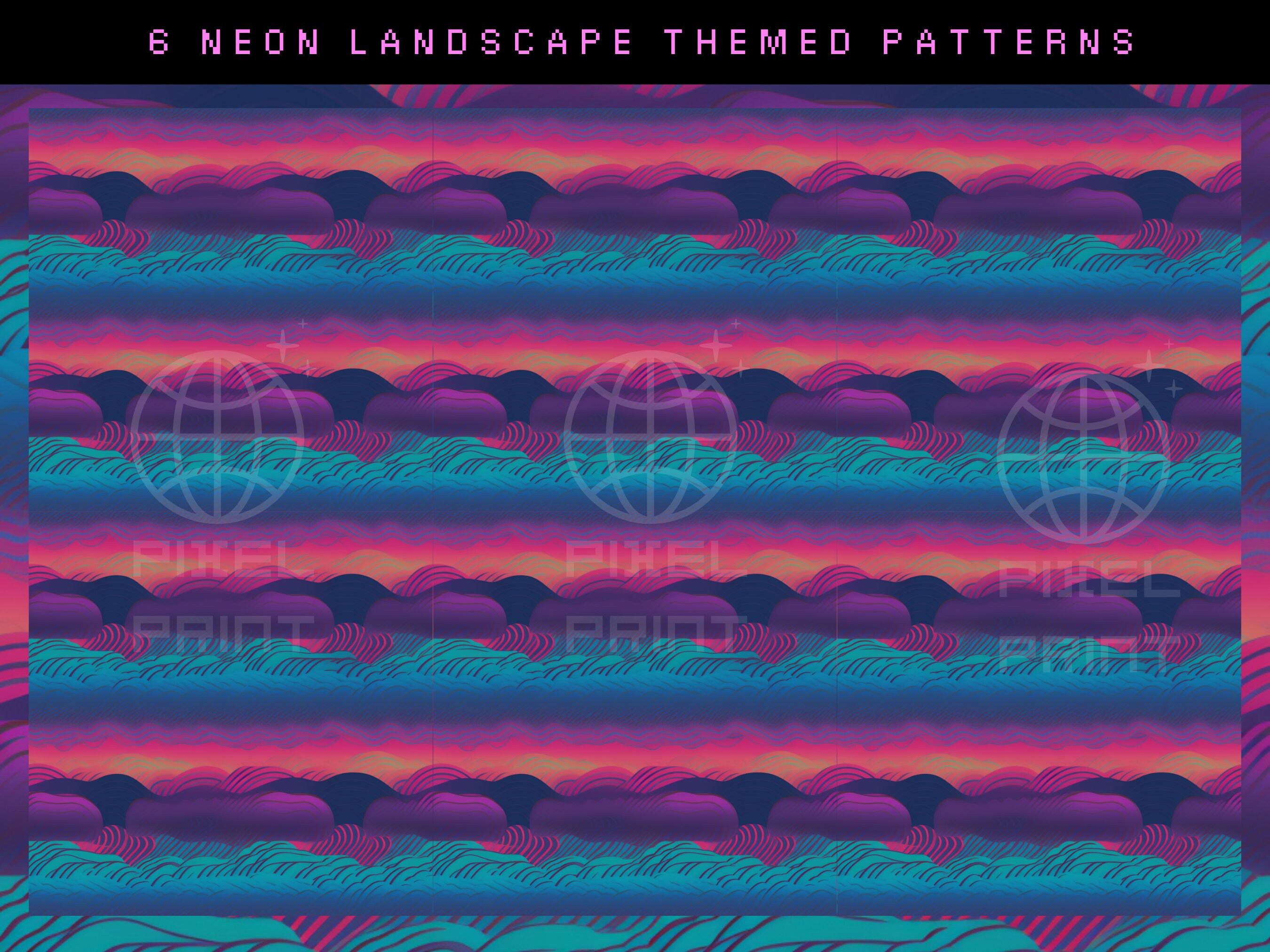 Neon Landscape Cyberpunk Pattern - Instant Download. Cyberpunk ...