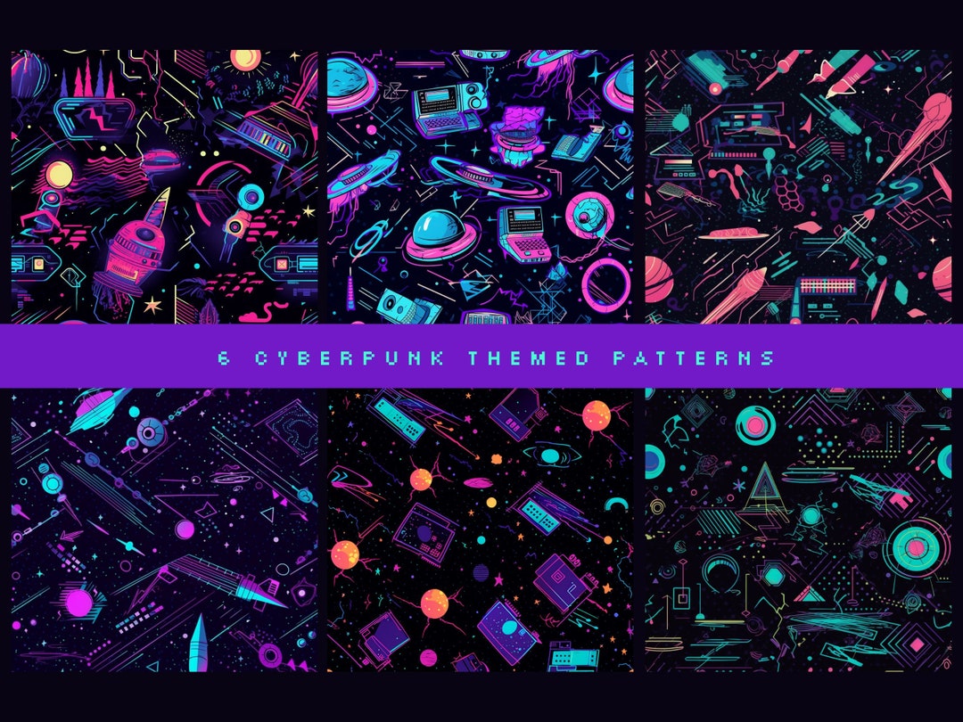 Digital Cyberpunk Pattern - Instant Download. Cyberpunk Printable, Neon ...