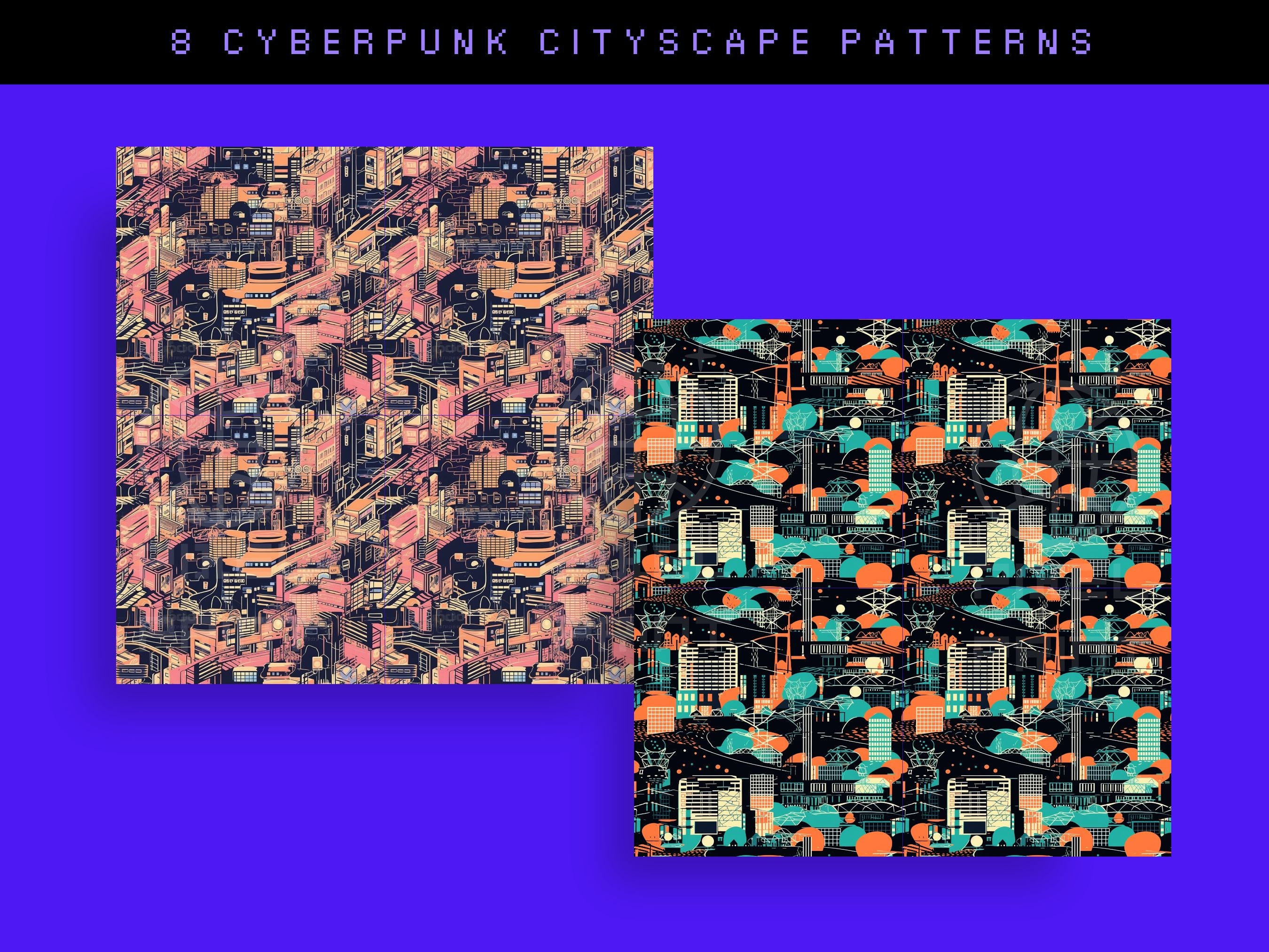Cyberpunk Cityscape Pattern - Instant Download. Cyberpunk Printable ...