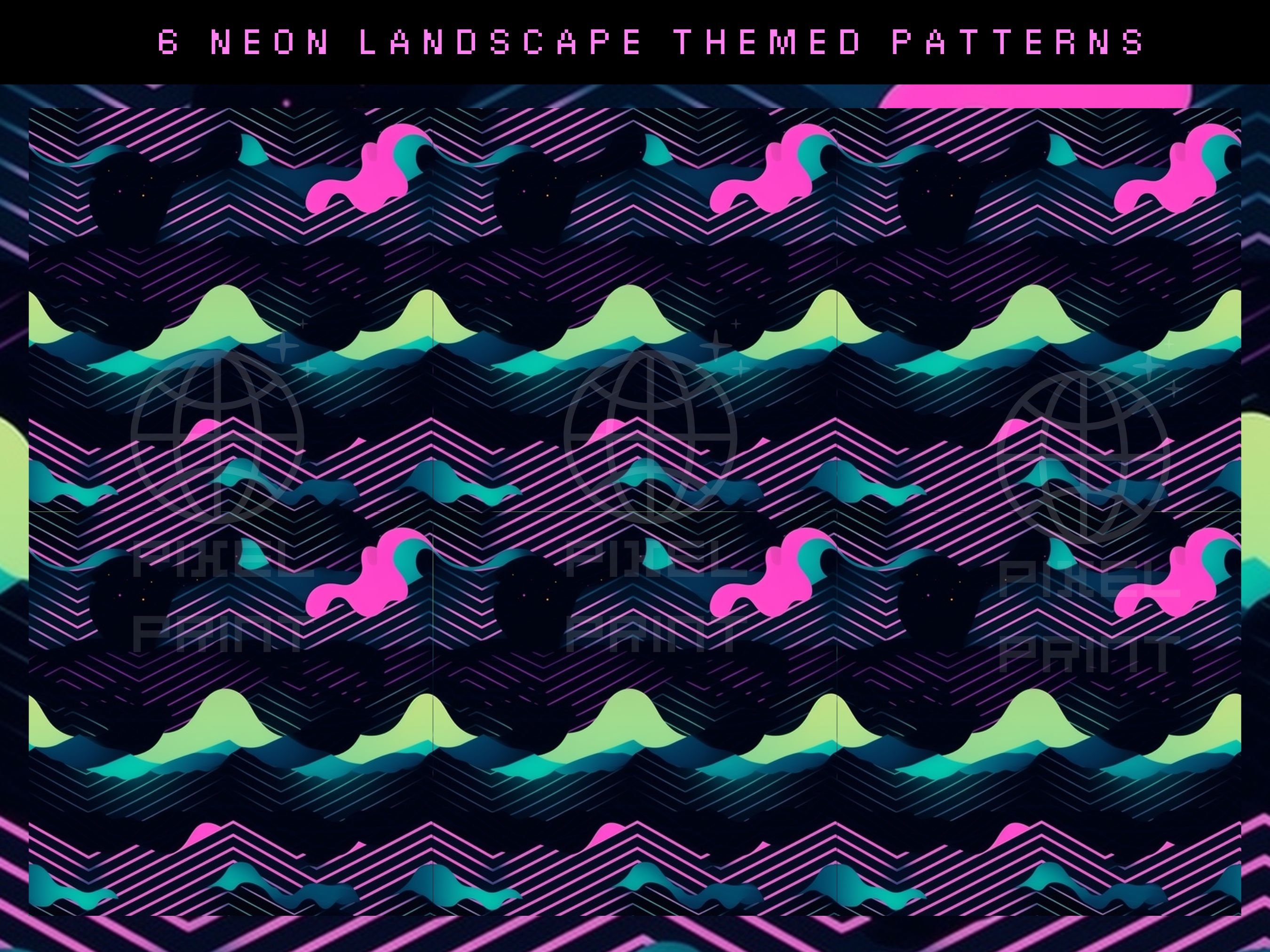Neon Landscape Cyberpunk Pattern - Instant Download. Cyberpunk ...