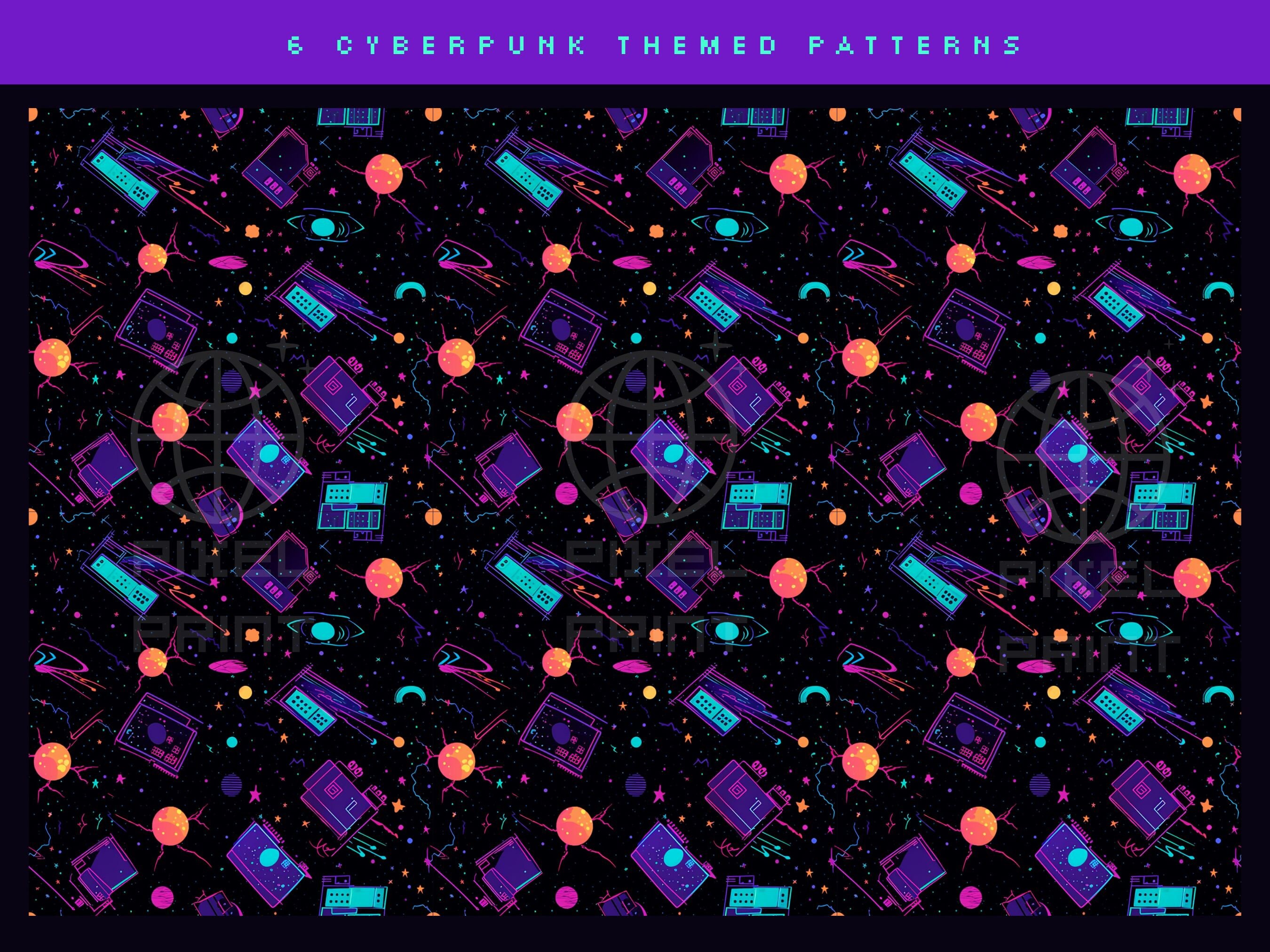 Digital Cyberpunk Pattern - Instant Download. Cyberpunk Printable, Neon ...